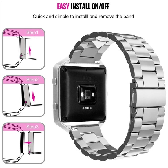 Accessories | Stainless Steel Silver Band For Fitbit Band | Poshmark
